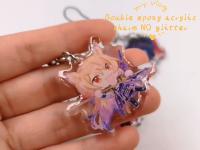 China Custom high quality small acrylic epoxy glitter charm plastic linked anime keychain for game fans souvenir for sale