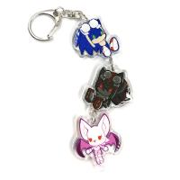 China Custom high quality small acrylic epoxy glitter charm plastic linked anime keychain for game fans souvenir for sale