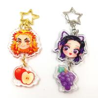 China Custom high quality small acrylic epoxy glitter charm plastic linked anime keychain for game fans souvenir for sale