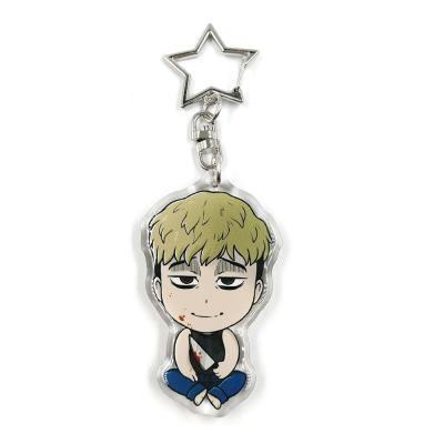 China Custom high quality translucent printed anime charm acrylic plastic epoxy keychain with resin glitter for sale