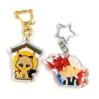 China Custom anime print double sided glitter acrylic keychain epoxy resin charm with logo for sale