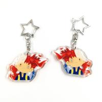 China Custom anime print double sided glitter acrylic keychain epoxy resin charm with logo for sale