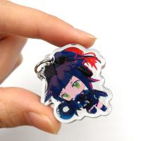 China Custom anime print double sided glitter acrylic keychain epoxy resin charm with logo for sale