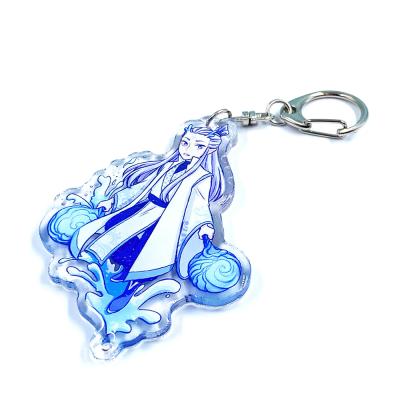China Custom laser cut high quality double glitter epoxy transparent key chain charm with various keychain accessory for sale