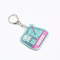 China Custom high quality opaque acrylic double epoxy keychain charm with silver glitters for sale