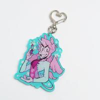 China Custom high quality opaque acrylic double epoxy keychain charm with silver glitters for sale