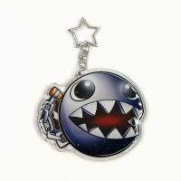 China Custom double cartoon anime figure print acrylic glitter keychain resin charm with epoxy for sale