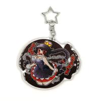 China Custom double cartoon anime figure print acrylic glitter keychain resin charm with epoxy for sale