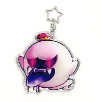 China Custom double cartoon anime figure print acrylic glitter keychain resin charm with epoxy for sale