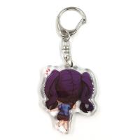 China Custom cute girl printed quality acrylic clear epoxy resin keychain charm with transparent edge for sale