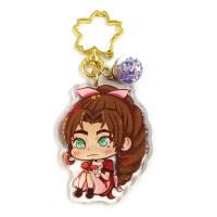 China Custom cute girl printed quality acrylic clear epoxy resin keychain charm with transparent edge for sale