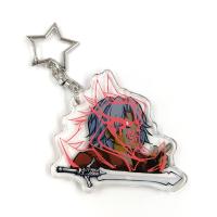 China Custom best promotion single glitter resin charm keychain epoxy with anime character printed for sale