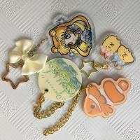 China Custom design printed double sided epoxy acrylic keychain small mini resin charms for phone pendant for sale