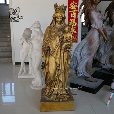 China BLVE Mother Mary Bronze Sculpture Christ Jesus Mary Brass Statue Catholic Religious Metal Life Size Church for sale