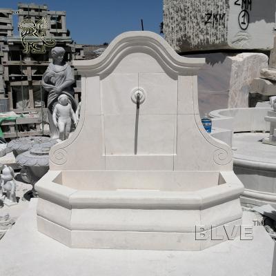China BLVE Simple Marble Big Wall Fountain White Stone Carving Garden Fountain Modern French Outdoor Decoration for sale