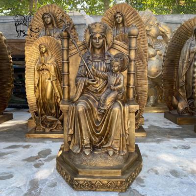 China Brass Mother Mary And Baby Jesus Statue Virgen Maria Bronze Sculpture Life Size Religious Christian Church for sale