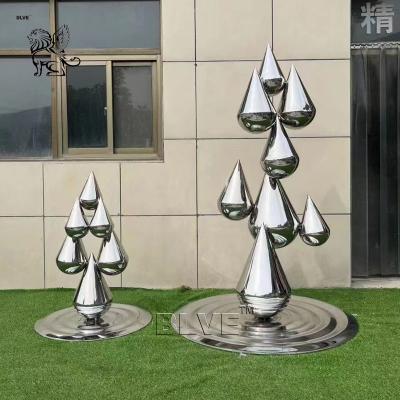 China Stainless Steel Garden Sculpture Water Drop Metal Polished Home Artistic Decoration Modern for sale