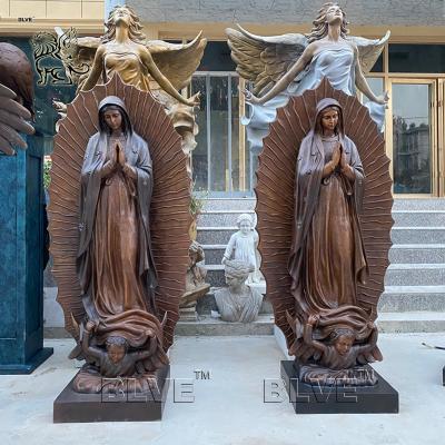 China Bronze Virgin Mary Statues St Mary Sculpture Our Lady Virgen De Guadalupe Life Size Religious Outdoor for sale