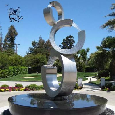 China Stainless Steel Sculpture Fountain Outdoor Large Abstract Metal Garden Statues Modern Art Villa for sale