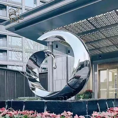 China Stainless Steel Abstract Sculpture Waterscape Outdoor Garden Modern Art Large Entrance Building for sale