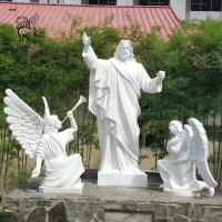 China Marble Jesus Blessed Statue Stone Christ Jesus Sculpture Life Size Religious Christian Angel Outdoor for sale