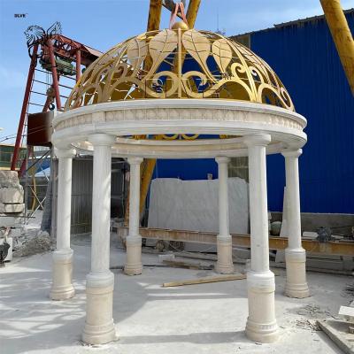 China White Marble Wedding Gazebos Roman Column Gazebo Modern Outdoor Large Luxury for sale