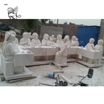 China White Marble Statue Last Supper Sculpture Church Jesus Catholic Christian Religious Life Size Outdoor Handcarved for sale