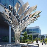 China Garden Big Tree Gazebo Stainless Steel Metal Sculpture Street Decoration Public Art Large Outdoor Custom for sale