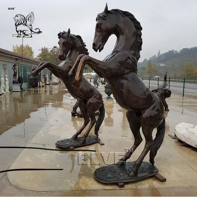 China Brass Sculpture Jumping Horse Bronze Copper Animal Statue Metal Art Large Size European Style Outdoor for sale