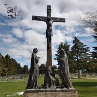 China Life Size Dead Jesus Crucified Bronze Sculpture 14 Stations Of The Cross Casting Copper Brass Metal Religious Outdoor for sale