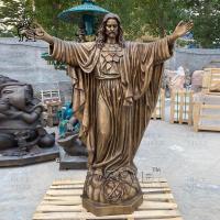 China Jesus Bronze Sculpture Open Arms Life Size Casting Metal Christ Religious Brass Statue Outdoor Church for sale