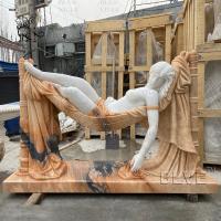 China Sleeping Beauty Marble Girl Garden Statues Life Size Stone Carvings Woman Sculptures Modern Art Outdoor for sale