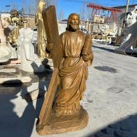 China Bronze St Andrew Statue Sculpture Catholic X Cross Copper Brass Metal Religious Statues Church Life Size for sale