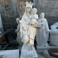 China Marble Mother Mary Statues Church Life Size Virgin Mama Mary Baby Jesus Statue Religious Handcarved for sale