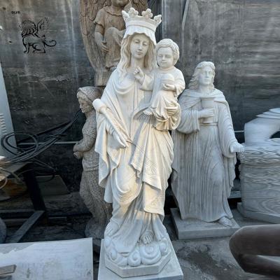 China Marble Mother Mary Statues Church Life Size Virgin Mama Mary Baby Jesus Statue Religious Handcarved for sale