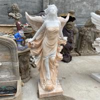 China Marble Angel Statue Sculpture Natural Stone Life Size Hand Carved Modern Outdoor Garden Decoration for sale