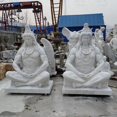 China Marble Lord Shiva Statues Sculpture Life Size Hindu God Statue Indian Religious Outdoor Handcarved Large for sale