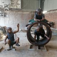 China Children Playing Bronze Statue Life Size Garden Sculpture Metal Modern Art Outdoor Decoration for sale