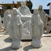China Virgin Mary Marble Statue Life Size White Natural Stone Virgin Maria Statues Religious Hand Carved for sale