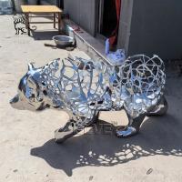 China Stainless Steel Bear Sculpture Mirror Polishing Metal Hollow Body Animal Abstract Art Home Decoration Modern for sale