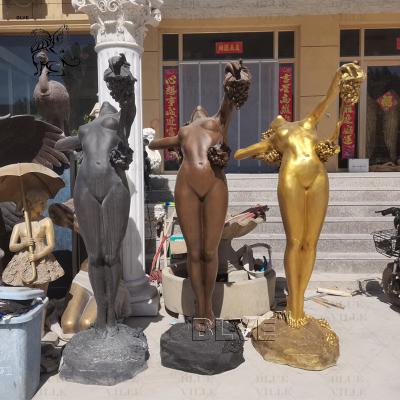 China Bronze Statue Greek Grape Goddess Metal Naked Girl Garden Sculpture Life Size Outdoor Decoration for sale