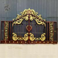 China Main Wrought Iron Gate Designs Metal Iron Gates Luxury Double Door Metal Entrance Villa Garden Yard for sale