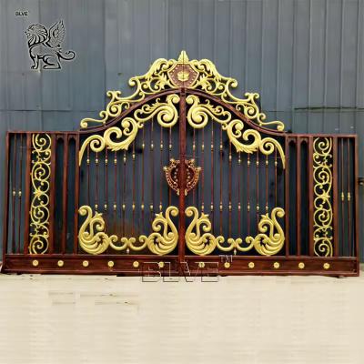 China Main Wrought Iron Gate Designs Metal Iron Gates Luxury Double Door Metal Entrance Villa Garden Yard for sale