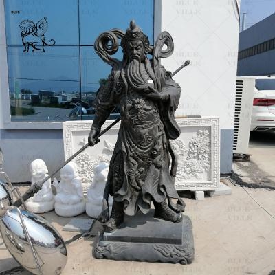 China Brass Bronze Guan Gong Statue Life Size Guan Yu Sculpture Metal Eastern Buddha Figure Chinese Classic for sale