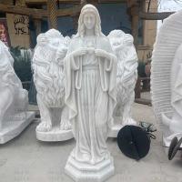 China Marble Mother Maria Sculpture Hand Carved Virgin Mary Statue Religious Statues Catholic Home Decor for sale