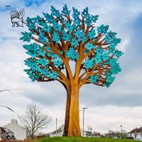 China Rust Corten Steel Tree Sculpture Metal Big Tree Statue Modern Art Abstract Outdoor Beautiful Large for sale