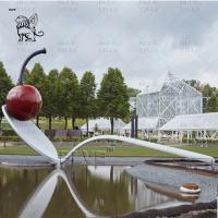 China Stainless Steel Spoon Sculptures Art Metal Landscaping Cherry Statue Large Size Outdoor Square Decorative for sale