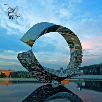 China Giant Circular Stainless Steel Sculpture Modern Abstract Art Mirror Polished Pool Decoration Large Outdoor for sale
