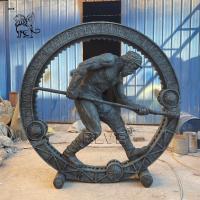 China Bronze Miner Sculpture Metal Worker Man Statue Life Size Garden Casting Outdoor Decoration Custom for sale