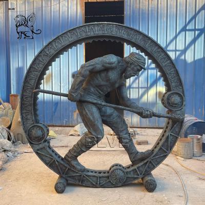 China Bronze Miner Sculpture Metal Worker Man Statue Life Size Garden Casting Outdoor Decoration Custom for sale